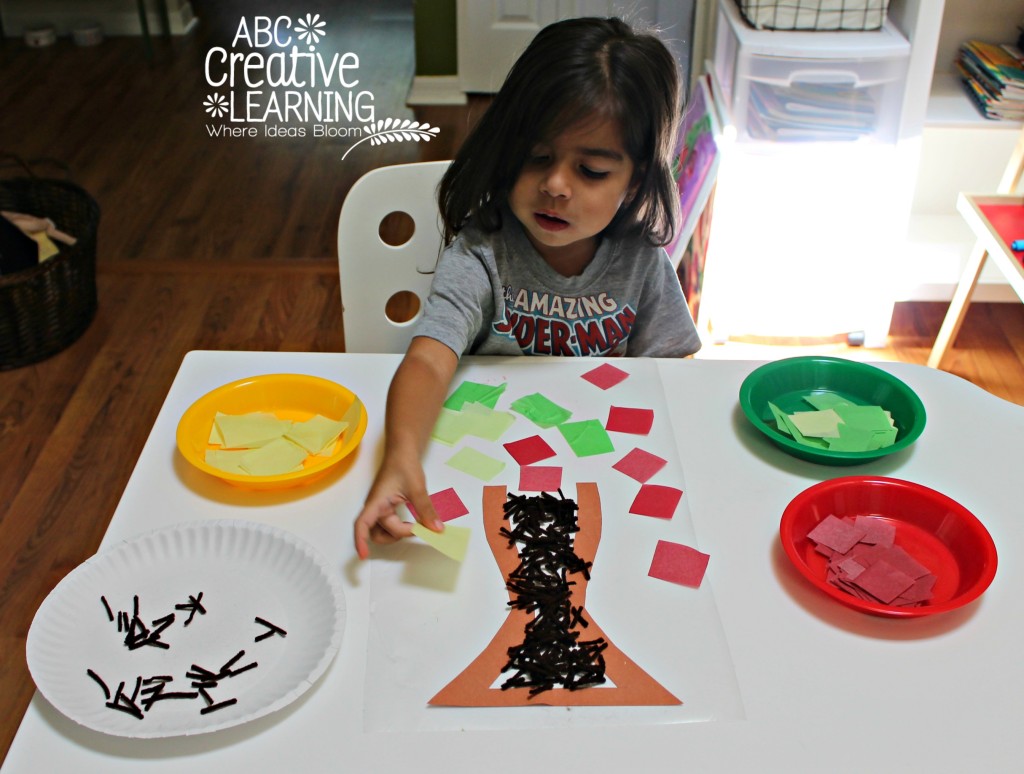 Fine-Motor-Skills-Fall-Craft-Tree-with-Contact-Paper-1024×774